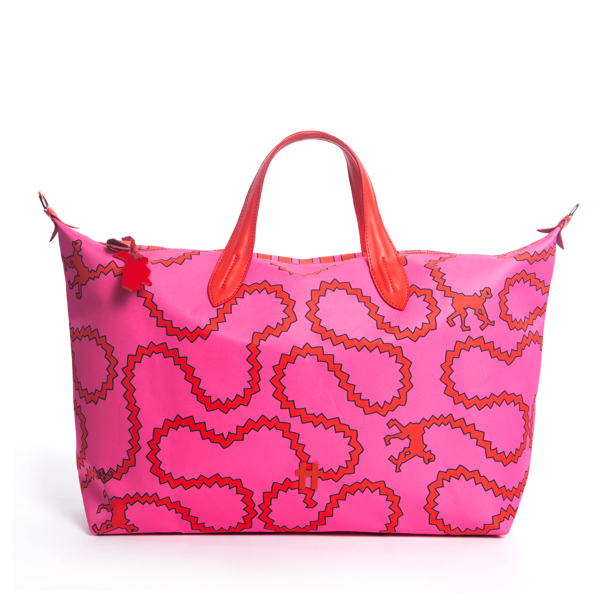 Bolsa Weekender Listras Rosa e Vermelho Pink